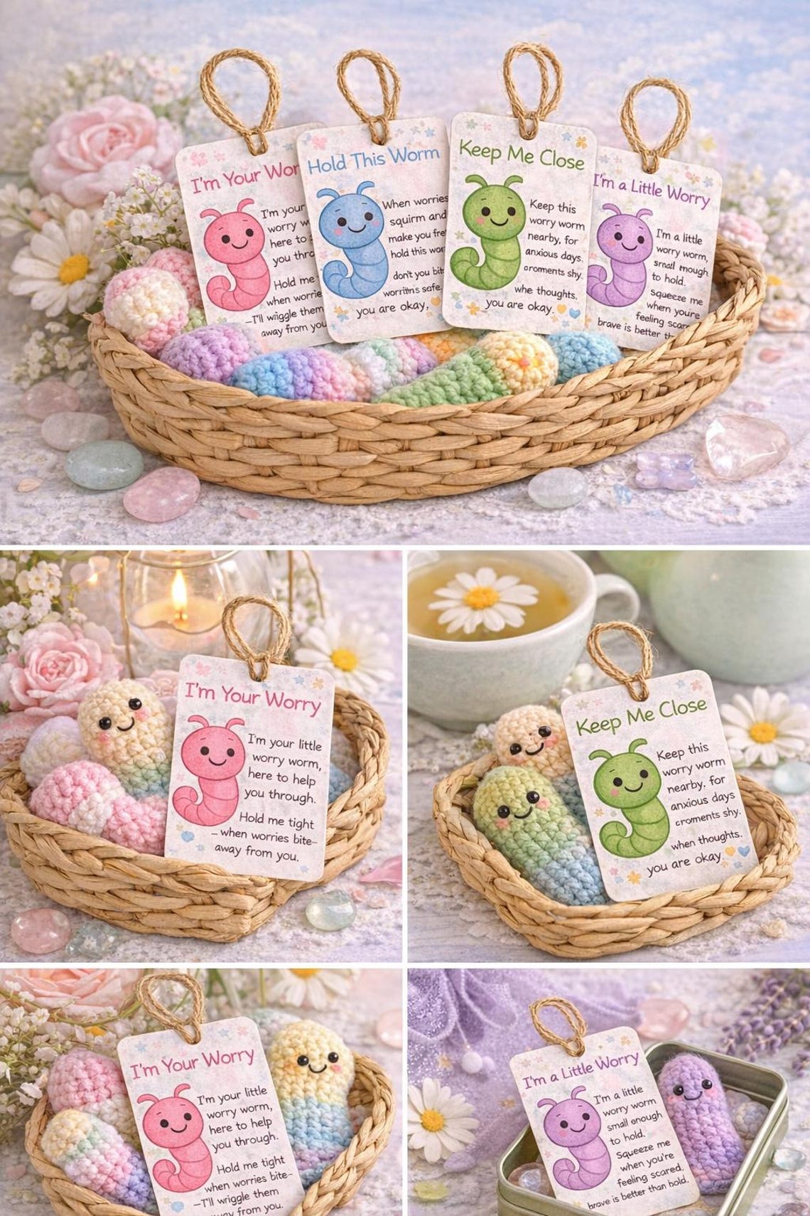 Emotional Support Worry Worm Poem Tags and Vendor Promo Sign - Etsy