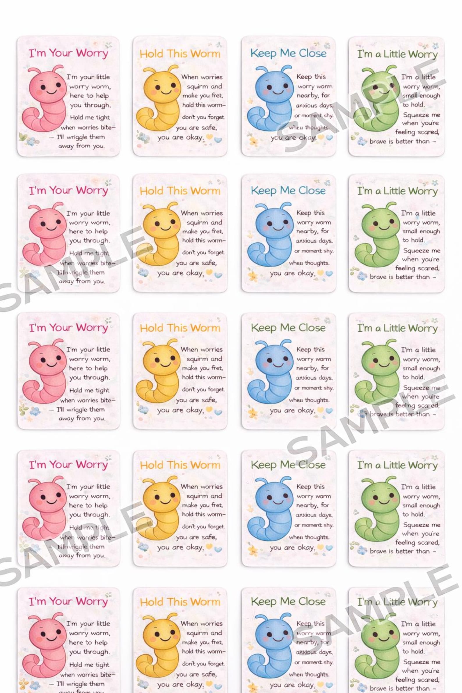 Emotional Support Worry Worm Poem Tags and Vendor Promo Sign - Etsy
