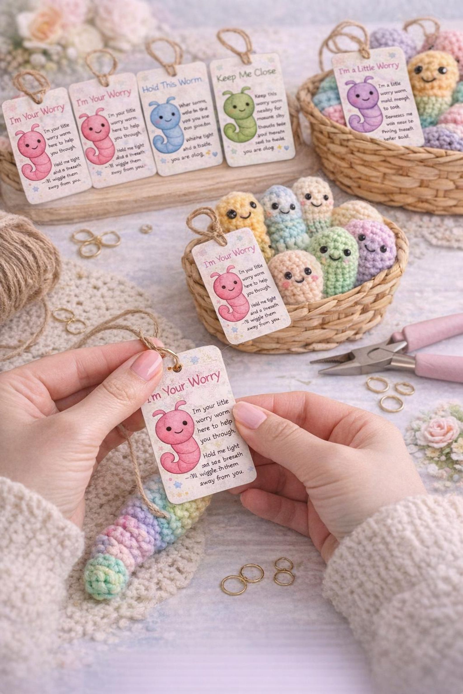 Emotional Support Worry Worm Poem Tags and Vendor Promo Sign - Etsy