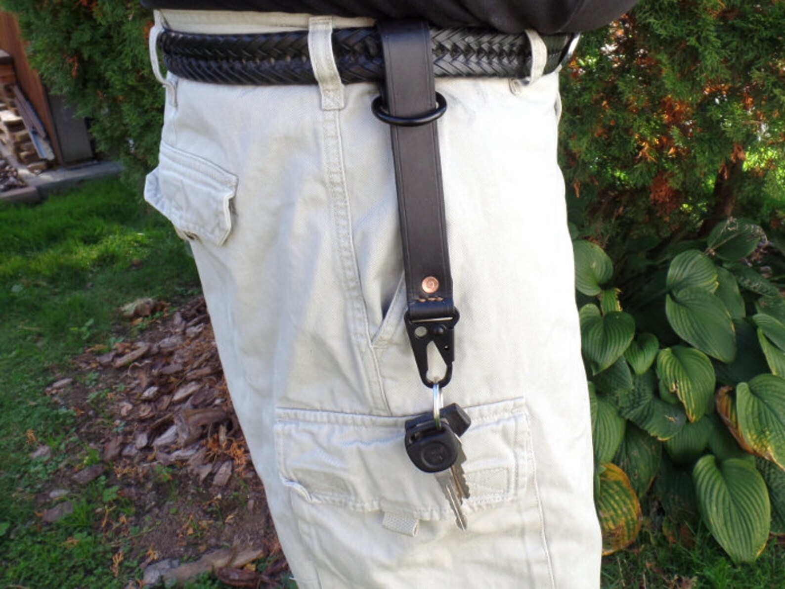 Black Leather Belt Key Strap Lanyard Keychain Guy Boyfriend - Etsy