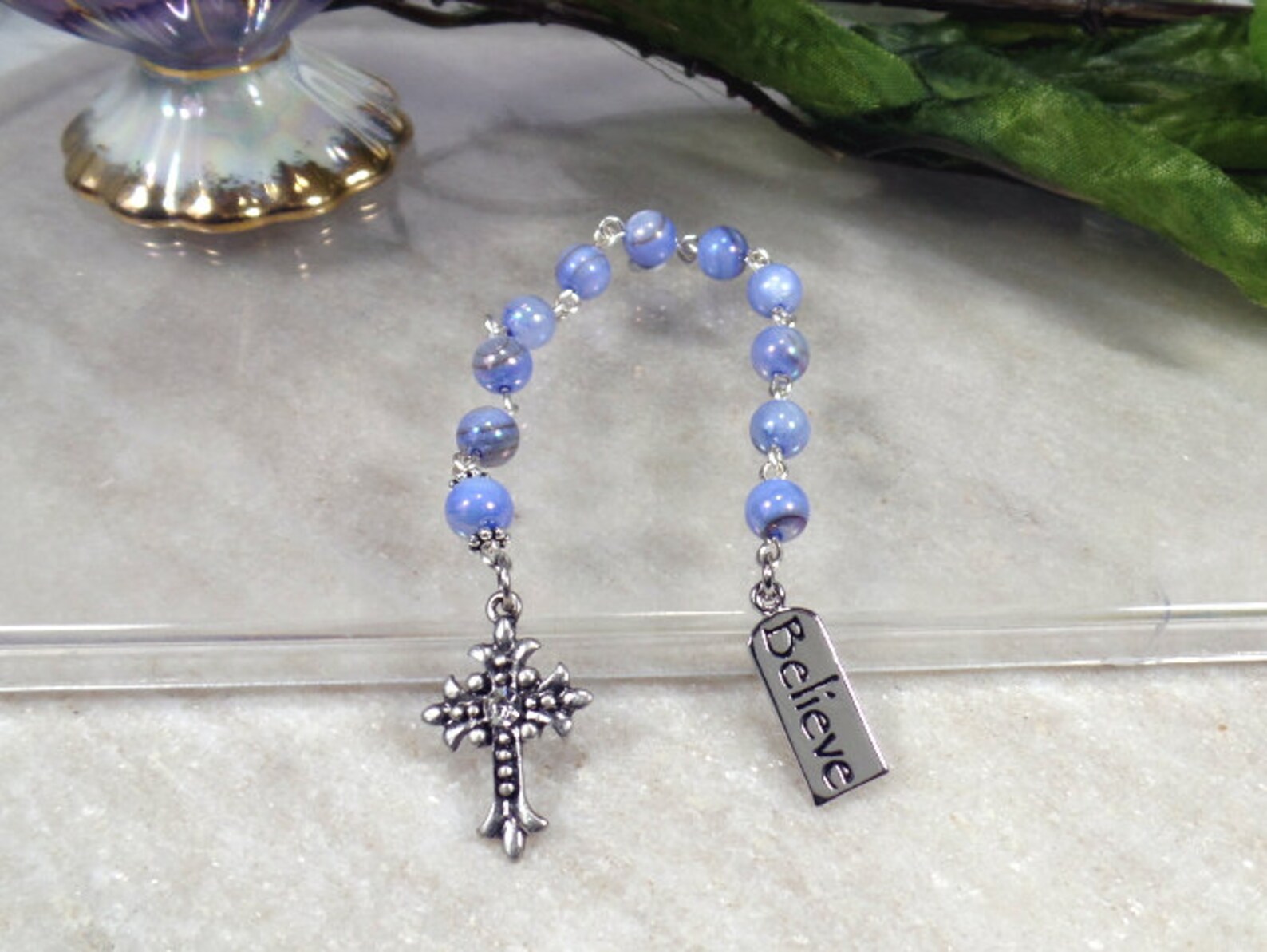 Blue Pocket Rosary Womens Girls Confirmation RCIA Sponsor - Etsy