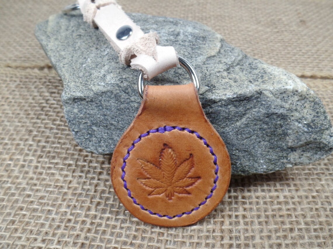 Marijuana Cannabis Pot Leaf Leather Key Chain Gift for Him Her - Etsy