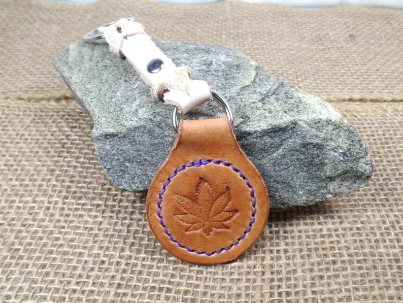 Marijuana Cannabis Pot Leaf Leather Key Chain Gift for Him Her - Etsy