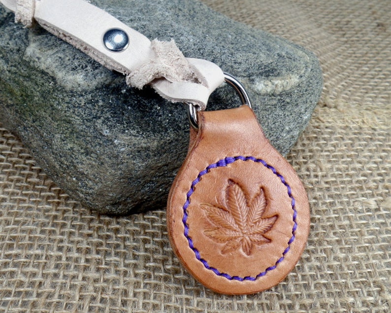 Marijuana Cannabis Pot Leaf Leather Key Chain Gift for Him Her - Etsy