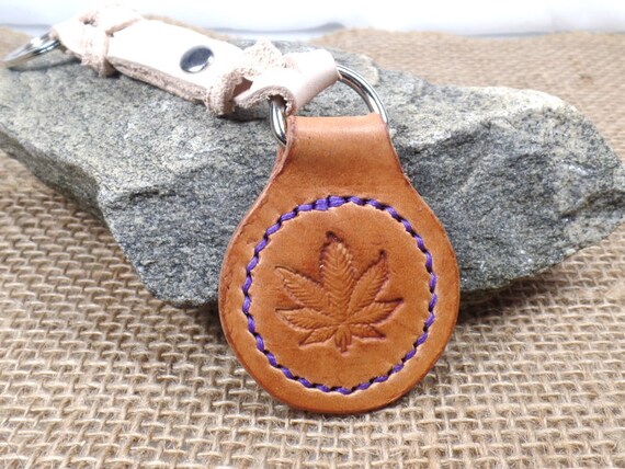 Marijuana Cannabis Pot Leaf Leather Key Chain Gift for Him Her | Etsy