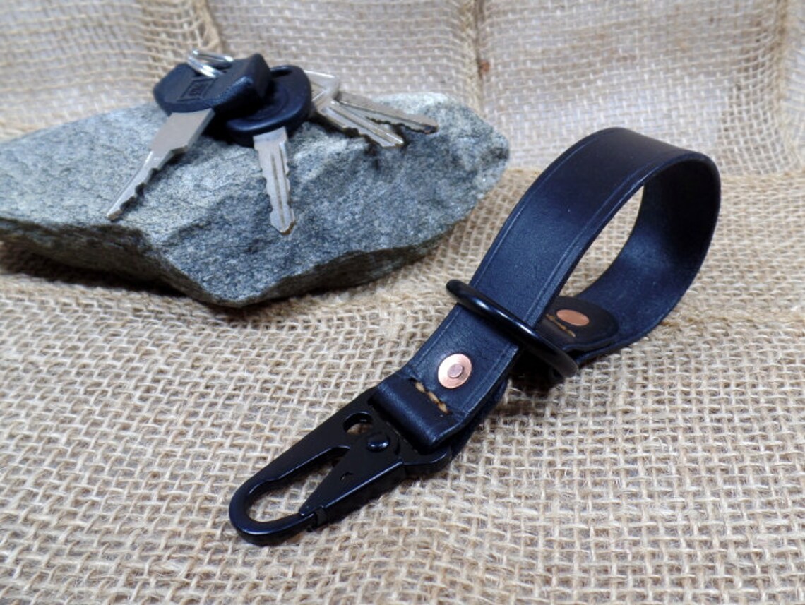 Black Leather Belt Key Strap Lanyard Keychain Guy Boyfriend - Etsy