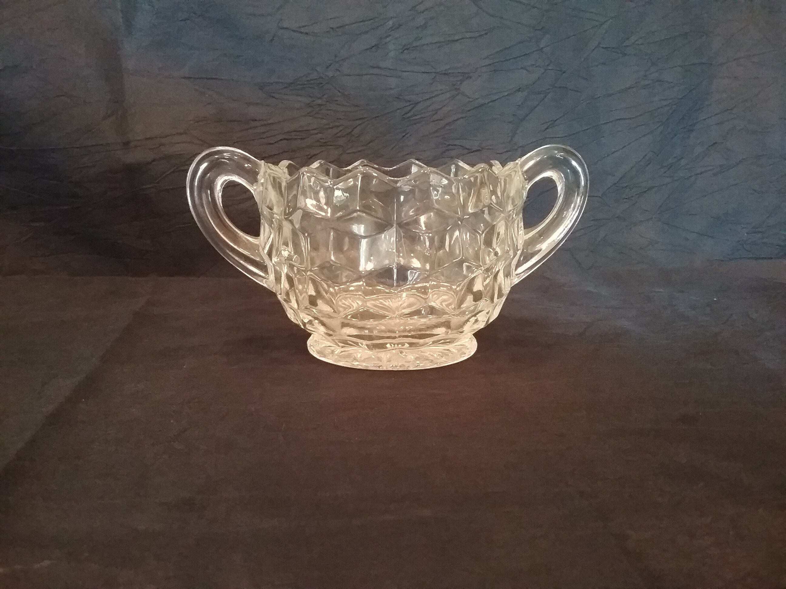 Depression Glass Clear Cubist Pattern Sugar and Creamer - Etsy