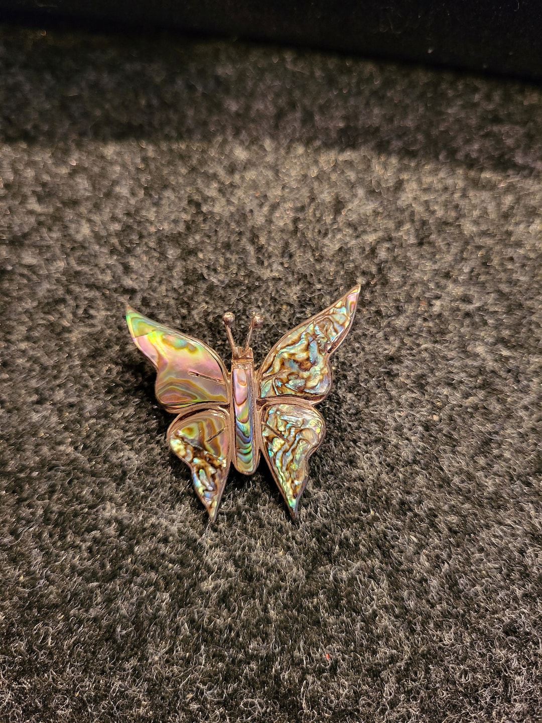 Vintage Sterling Silver Abalone Shell Butterfly Brooch Marked Hecko En ...