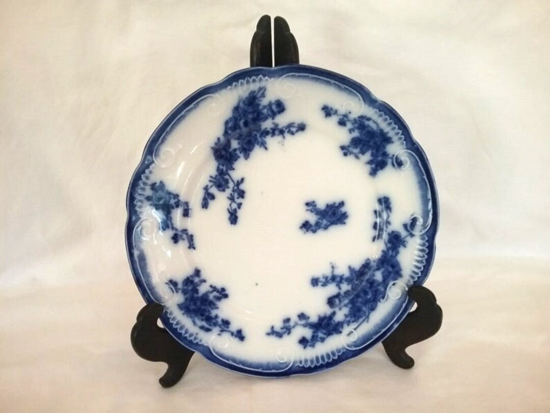 Vintage WH Grindley Flow Blue 8" Salad Plate With the "marechal Neil ...