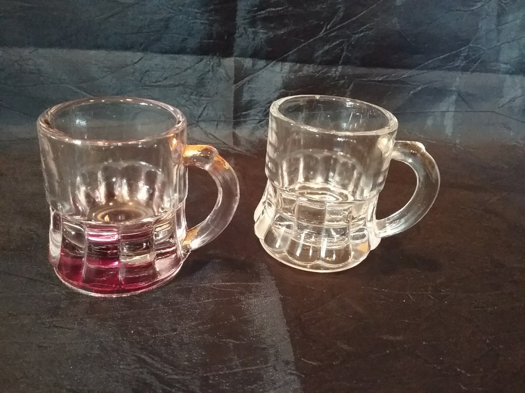 2 Vintage Glass Mini Small Beer Mug/shot Glasses - One is Federal Ruby ...