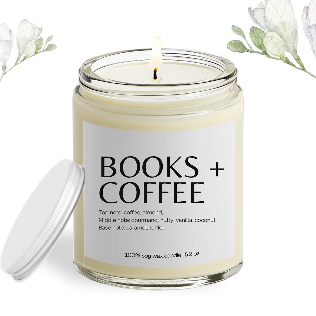 Books & Coffee Soy Candle, Book Lover Gift, Literary Candles, Book ...