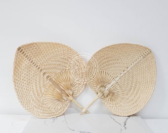 Set of 2 Seagrass Black Woven Fans Wall-hanging Decoration, Handmade ...