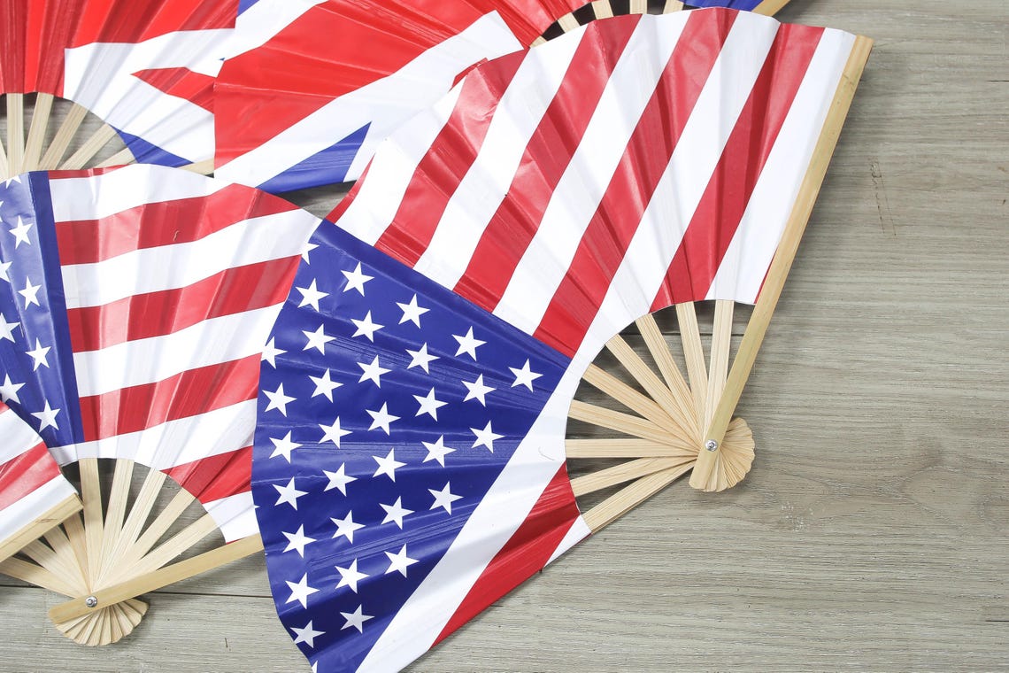 Personalized Bulk US Flag Fans, Independence Day Fans, Folding Hand Fan ...