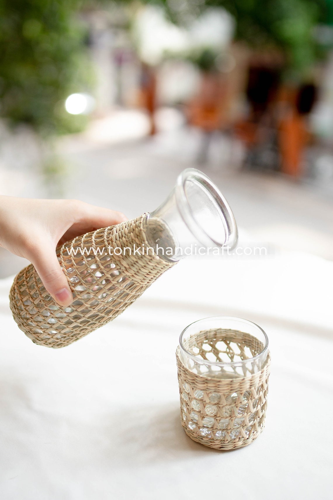 Bistro Carafes Seagrass-wrapped Pitcher Round Juice Jug - Etsy