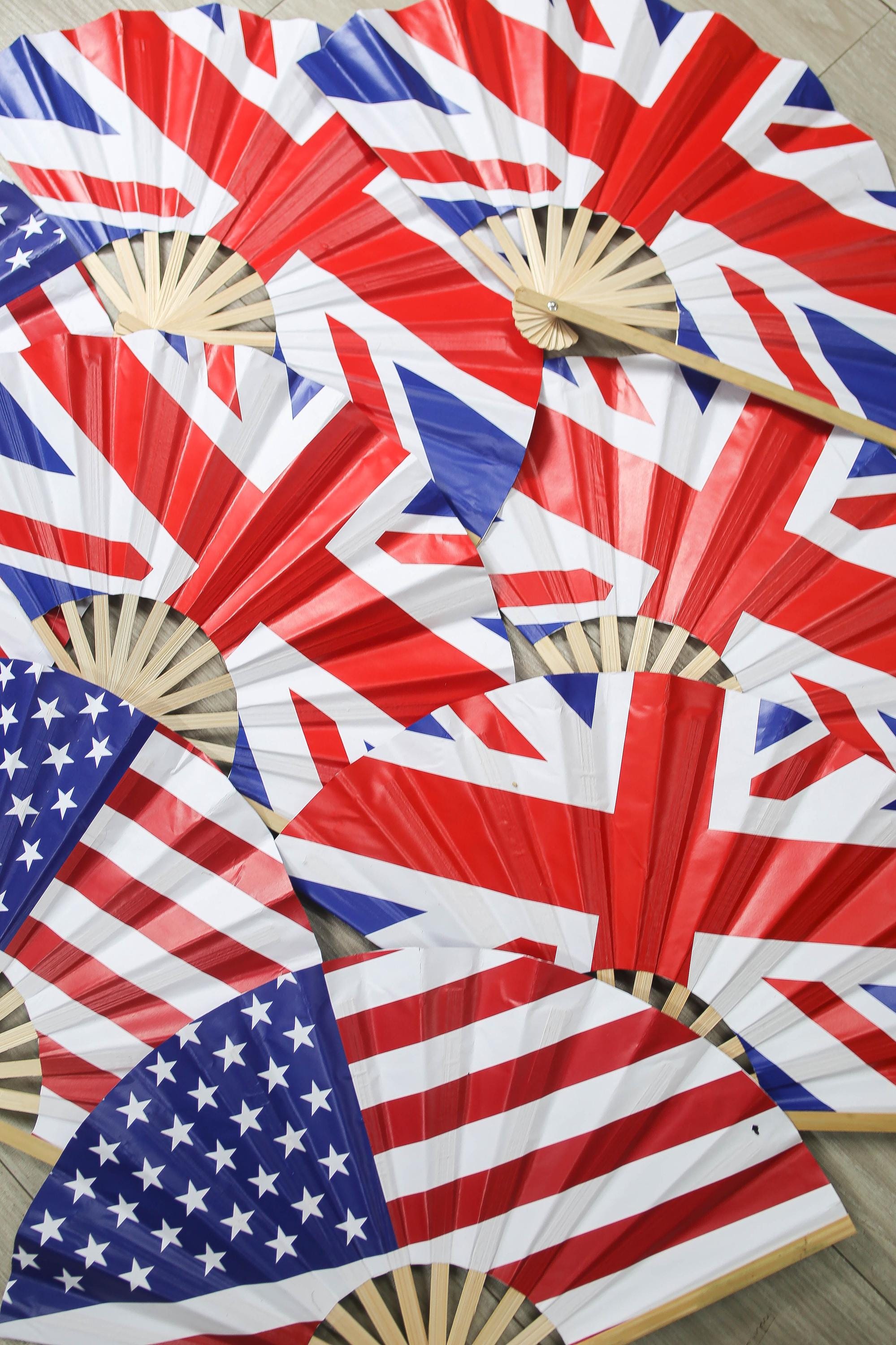 Personalized Bulk US Flag Fans, Independence Day Fans, Folding Hand Fan ...