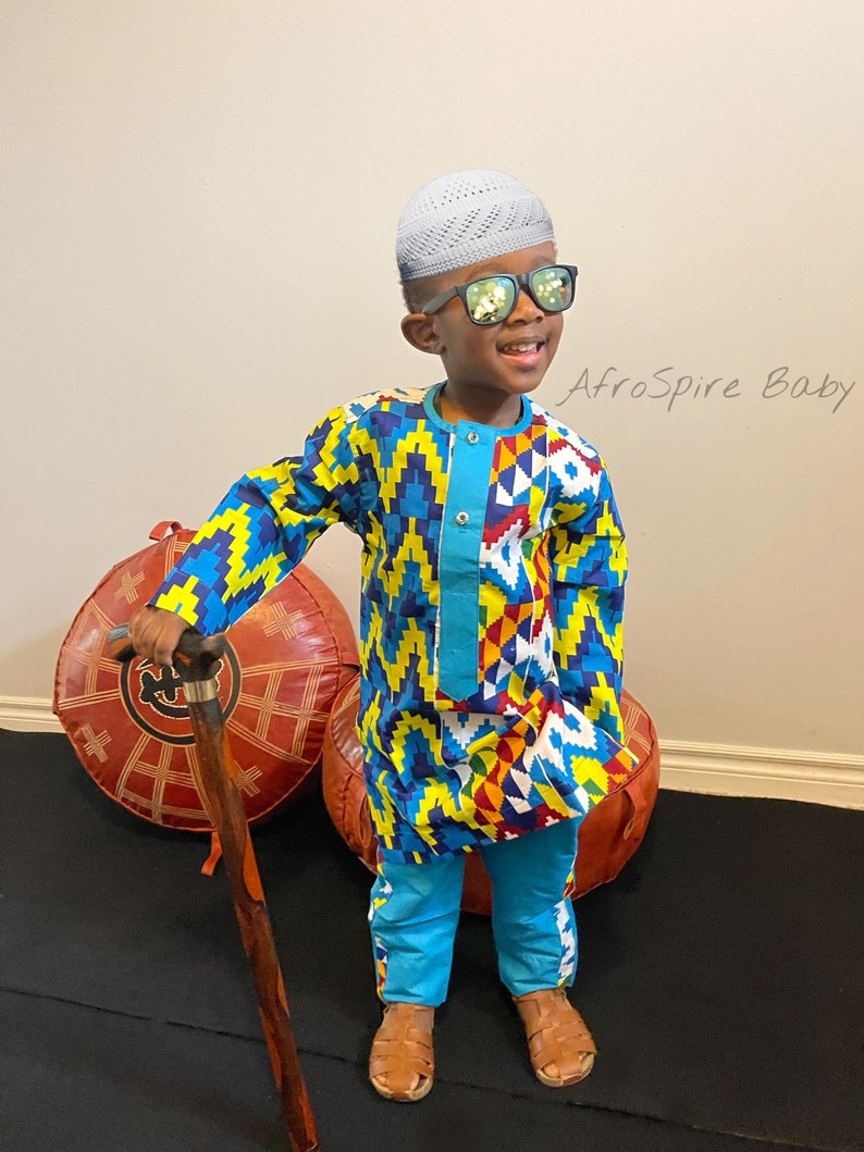 Boys African Prince Blue Kente Suit Toddler Boy Kente Outfit - Etsy