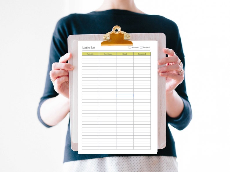 Login Planner Sheet, Printable Password Log, Organization Templates ...