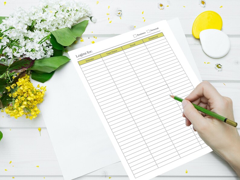 Login Planner Sheet, Printable Password Log, Organization Templates ...