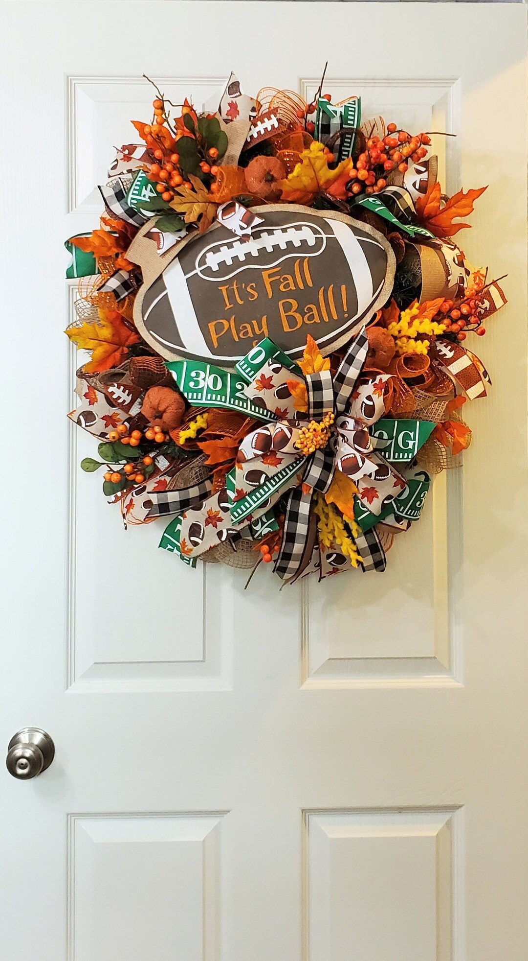 Football Theme Wreath for Front Door, Fall is for Football Sports ...