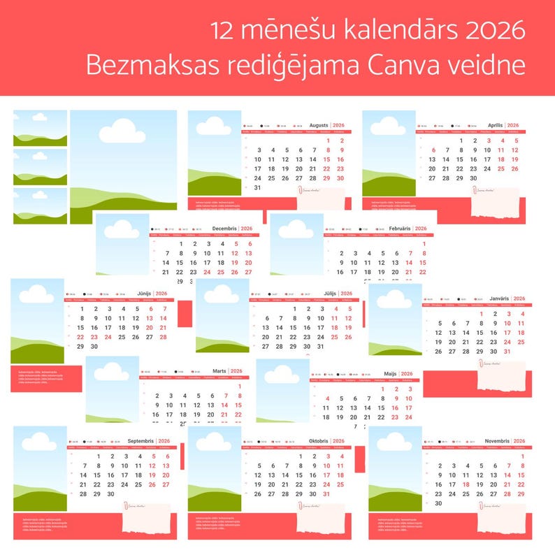2026 Desk Calendar Canva Template: Minimalist A5, A6 (editable) - Etsy