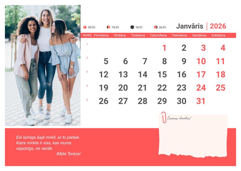 2026 Desk Calendar Canva Template: Minimalist A5, A6 (editable) - Etsy
