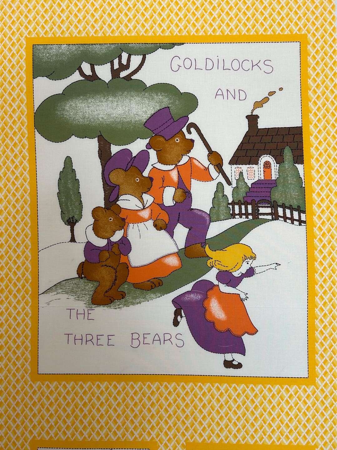 Goldilocks Three Bears Quilt Panel Orange/lavender - FREE SHIPPING! - Etsy