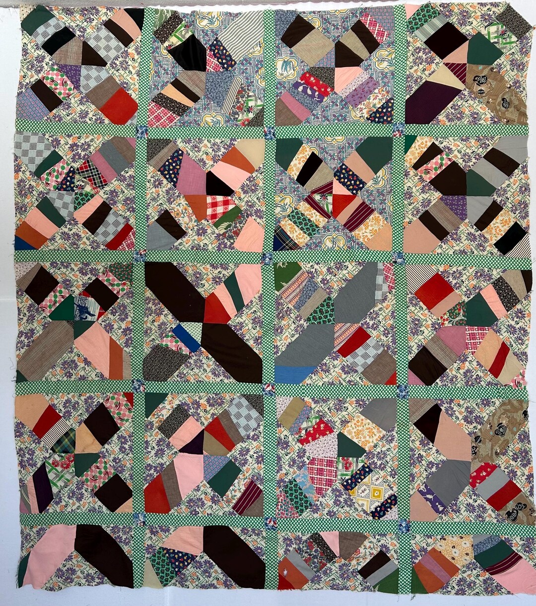 Crazy Patch Quilt Top - 1930's - Cutter - Project - FREE SHIPPING! - Etsy