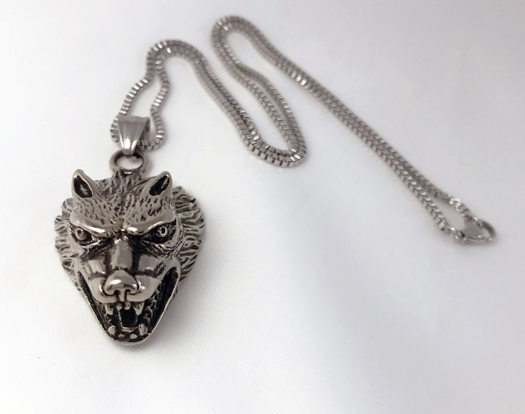 Silver Wolf Head,stainless Steel Wolf Head Necklace,3d Wolf Head,animal ...