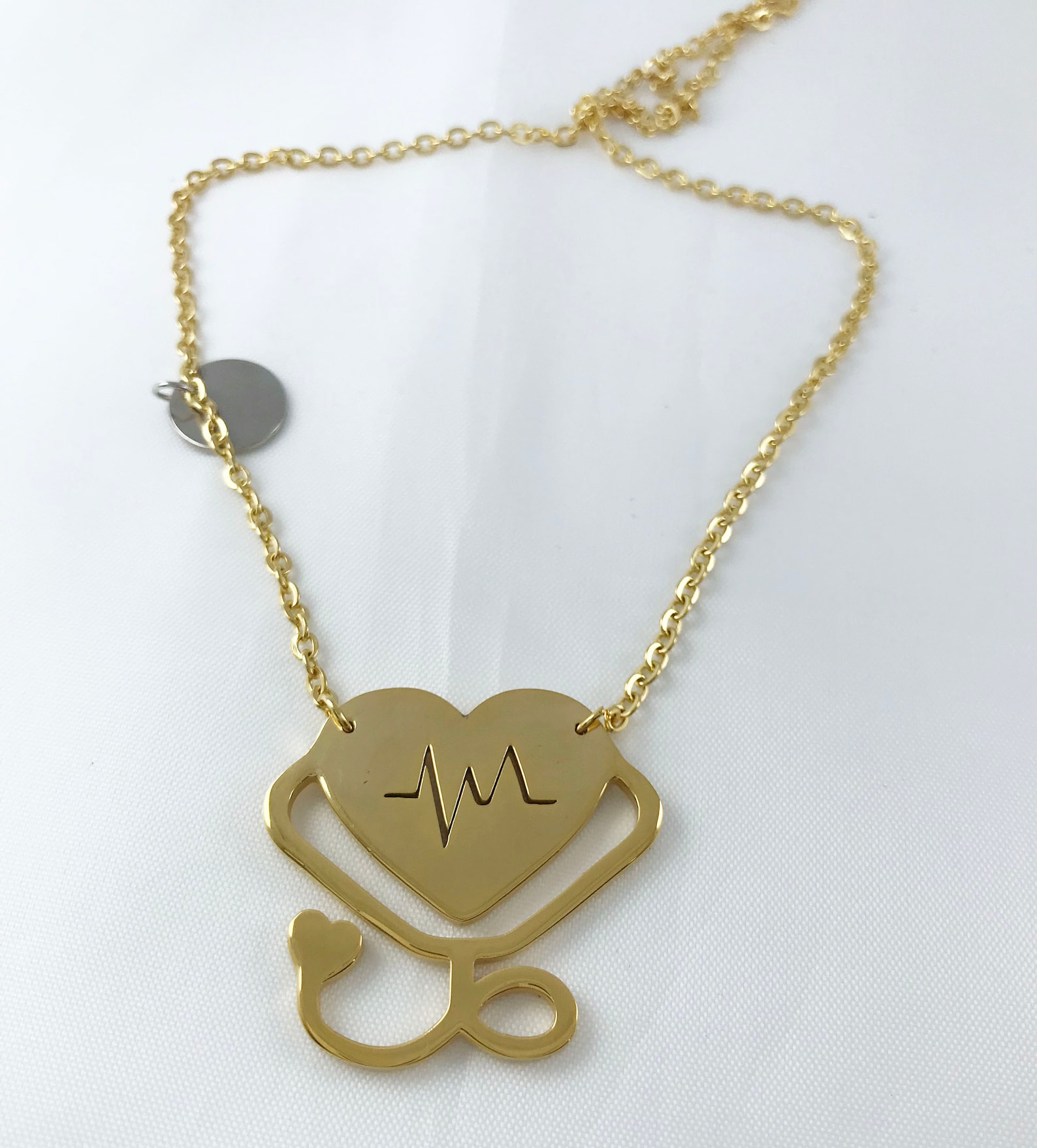18K Rose Gold Heartbeat Necklace, Heart Rate Necklace, Heart-shaped ...