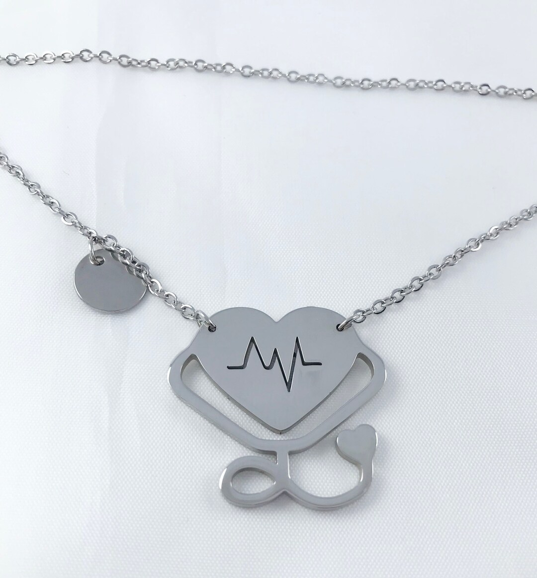 18K Rose Gold Heartbeat Necklace, Heart Rate Necklace, Heart-shaped ...