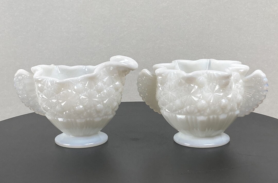 Vintage, Milk Glass, Daisy and Button Pattern, Small Open Sugar and ...