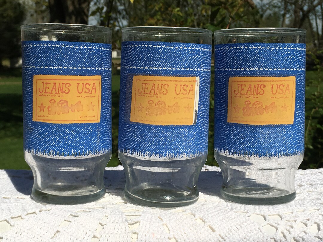 Set of 3, Rare, Vintage, Swanky Swigs, Blue Jeans USA, Drinking Glasses ...