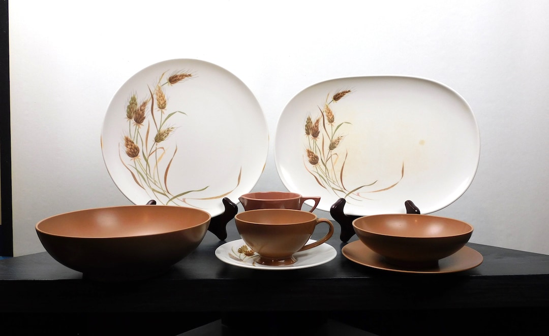 Vintage, Texas-ware, Melamine, Wheat Pattern and Brown, Plates, Bowls ...