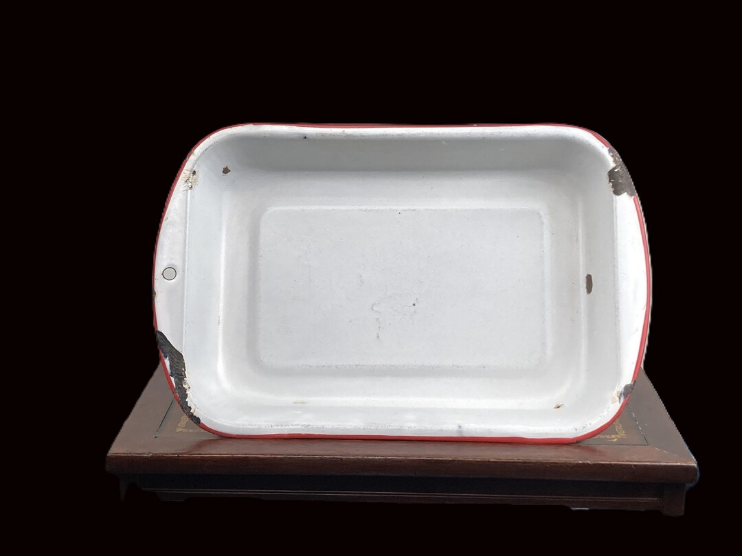 Vintage, Red and White, Enamelware, Rectangular Baking/cake Pan - Etsy