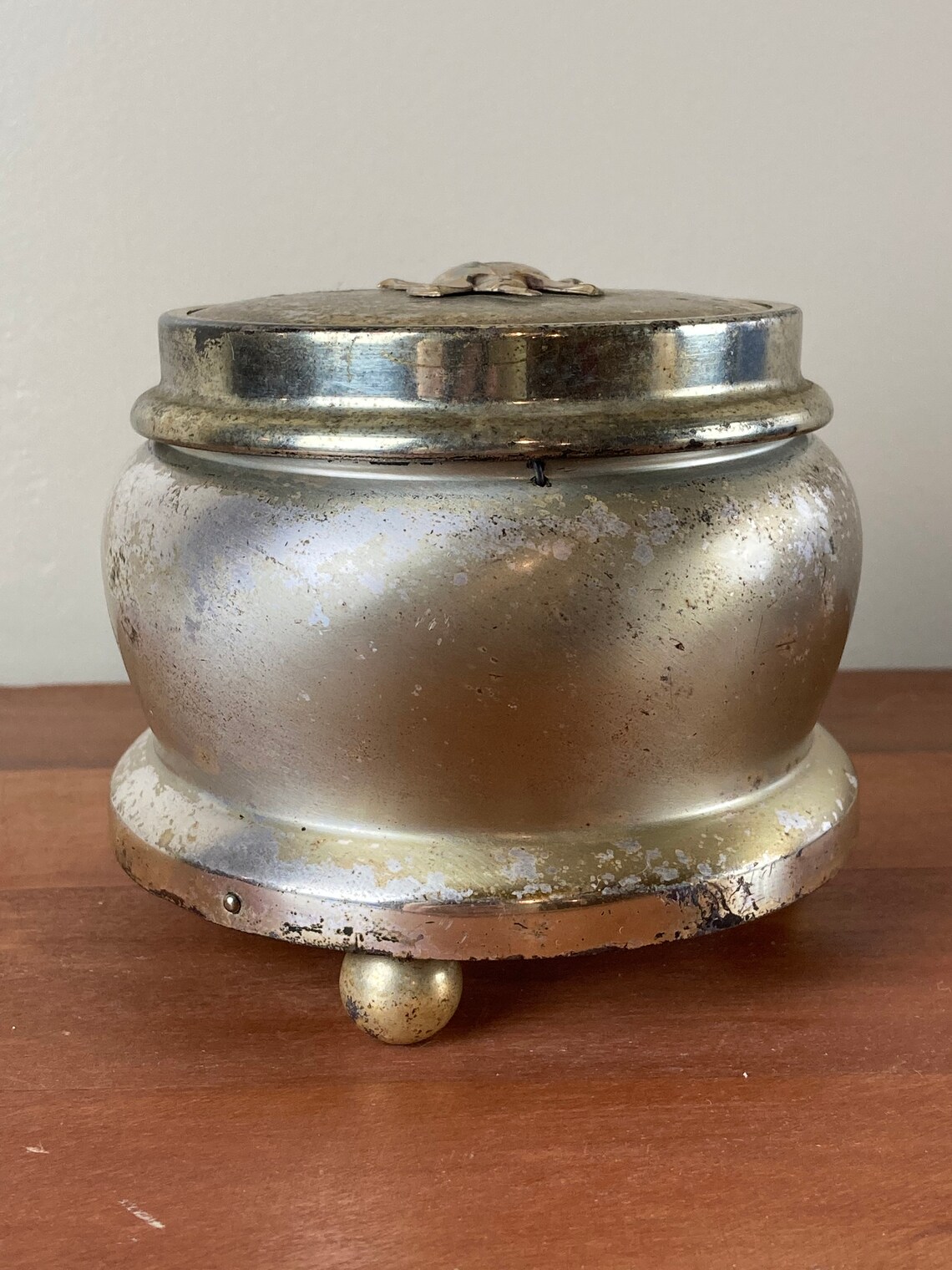 Vintage Metal 3 Footed Musical Powder Box With Mirror - Etsy