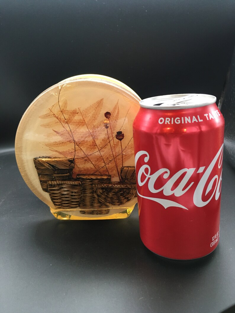 Vintage Colorflo Lucite Resin Leaf and Basket Round | Etsy