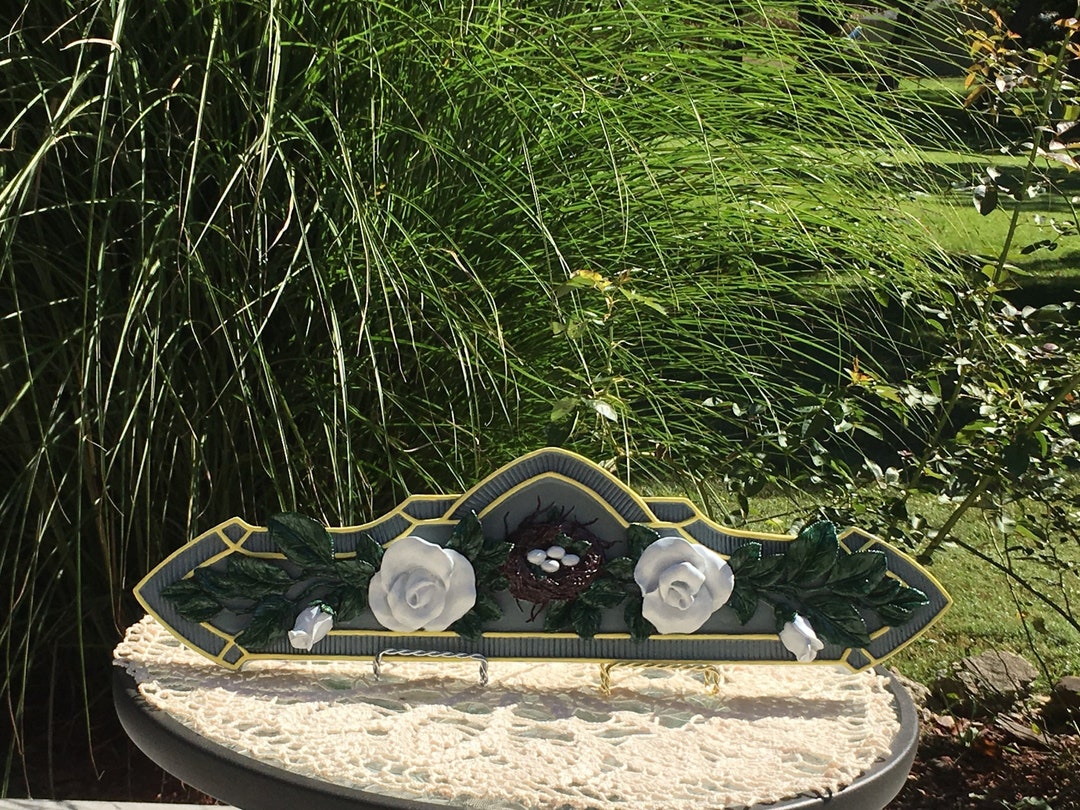 Large, Upcycled, Resin, White Rose/spring Wall Decor - Etsy