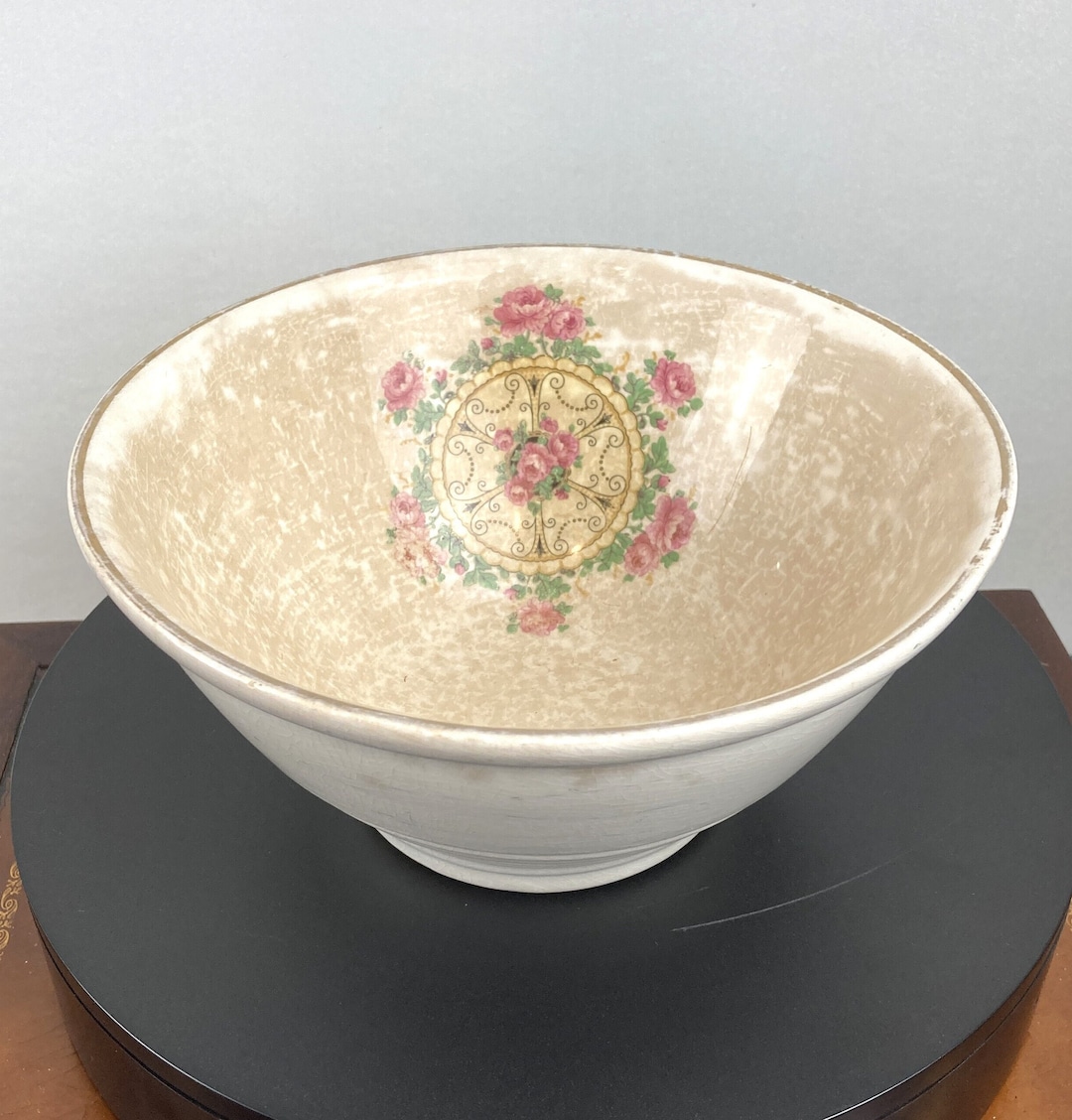Vintage, Ceramic, Bakerite, Floral Pattern Mixing/serving Bowl - Etsy
