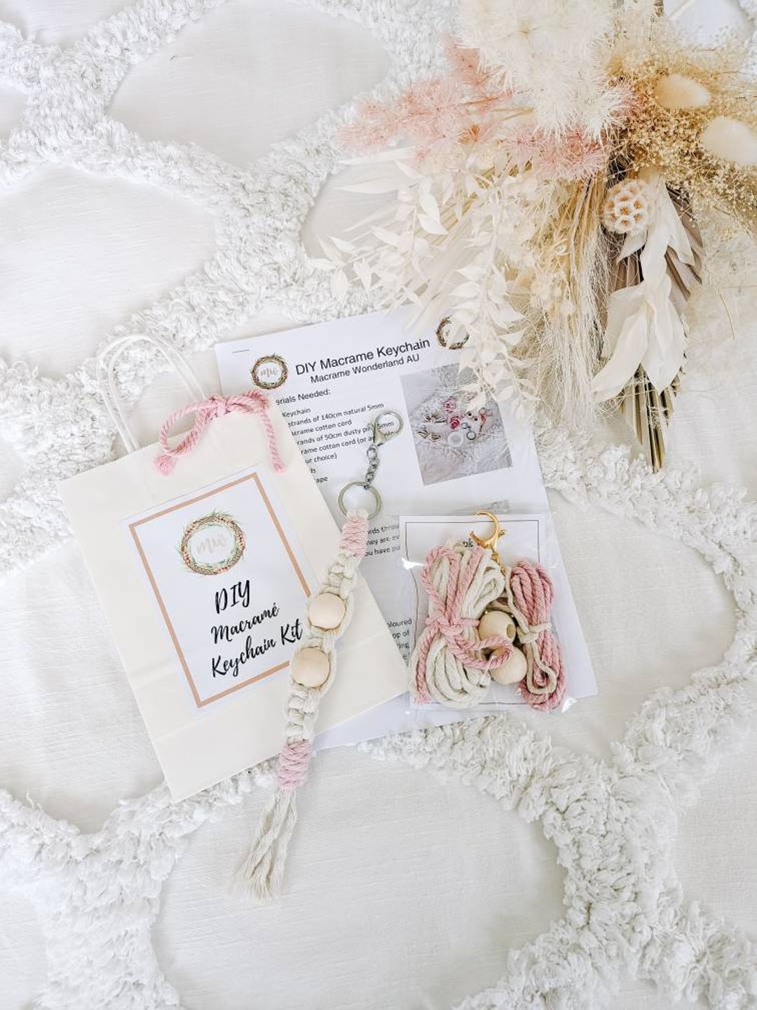 DIY Macrame Keyring/keychain Kit / DIY Macrame Kit / Kids Activity Kit ...