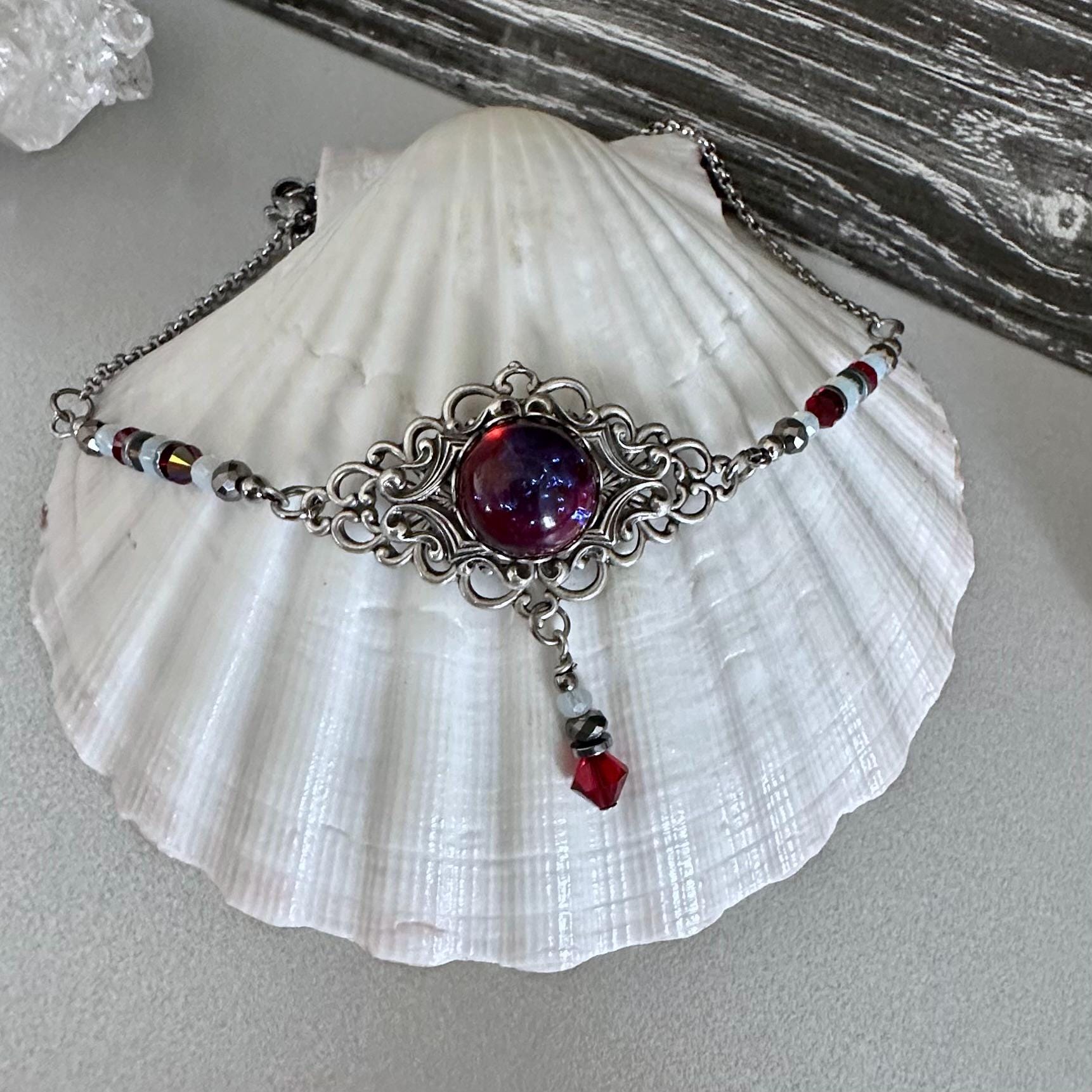 Dragon's Breath Choker: Bohemian Red Fire Opal Necklace - Etsy