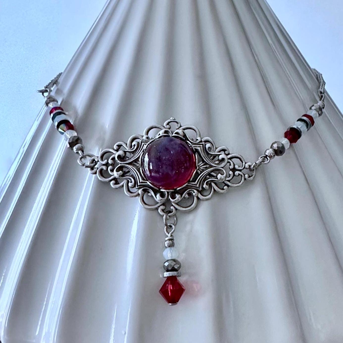 Dragon's Breath Choker: Bohemian Red Fire Opal Necklace - Etsy