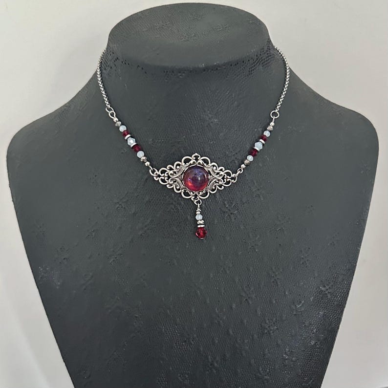 Dragon's Breath Choker: Bohemian Red Fire Opal Necklace - Etsy