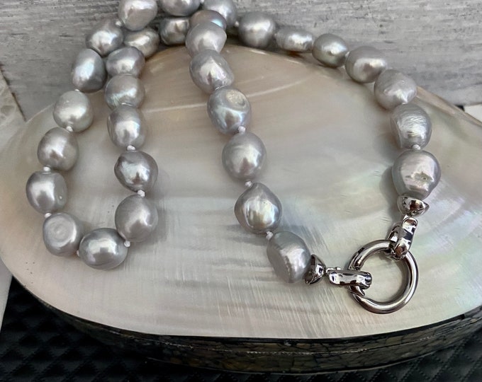 Silver Grey Knotted Baroque Freshwater Pearls/bridal - Etsy