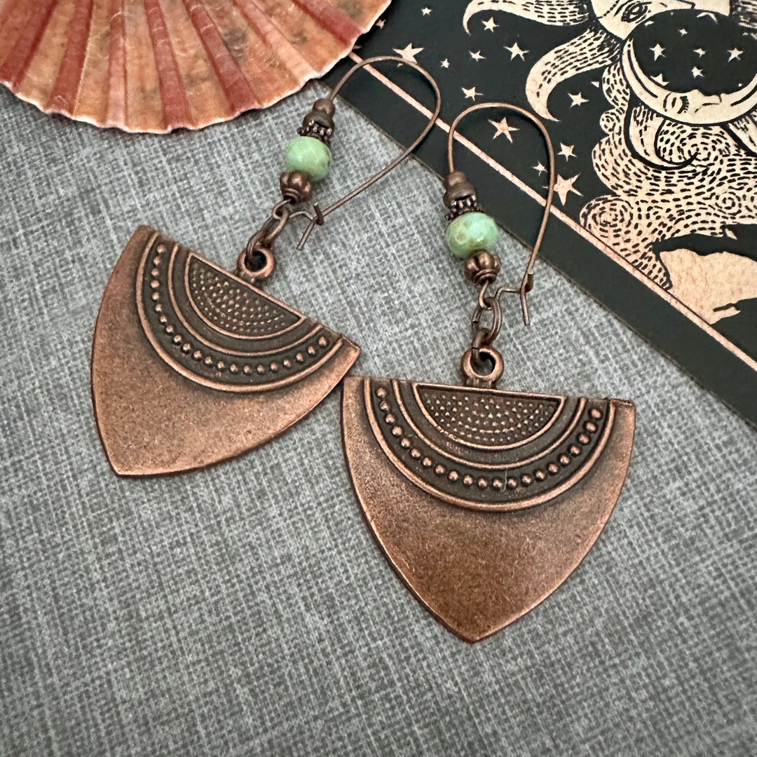Rustic Triangle Half Moon Earring/bohemian Vintage/gypsy Hippie Earring ...