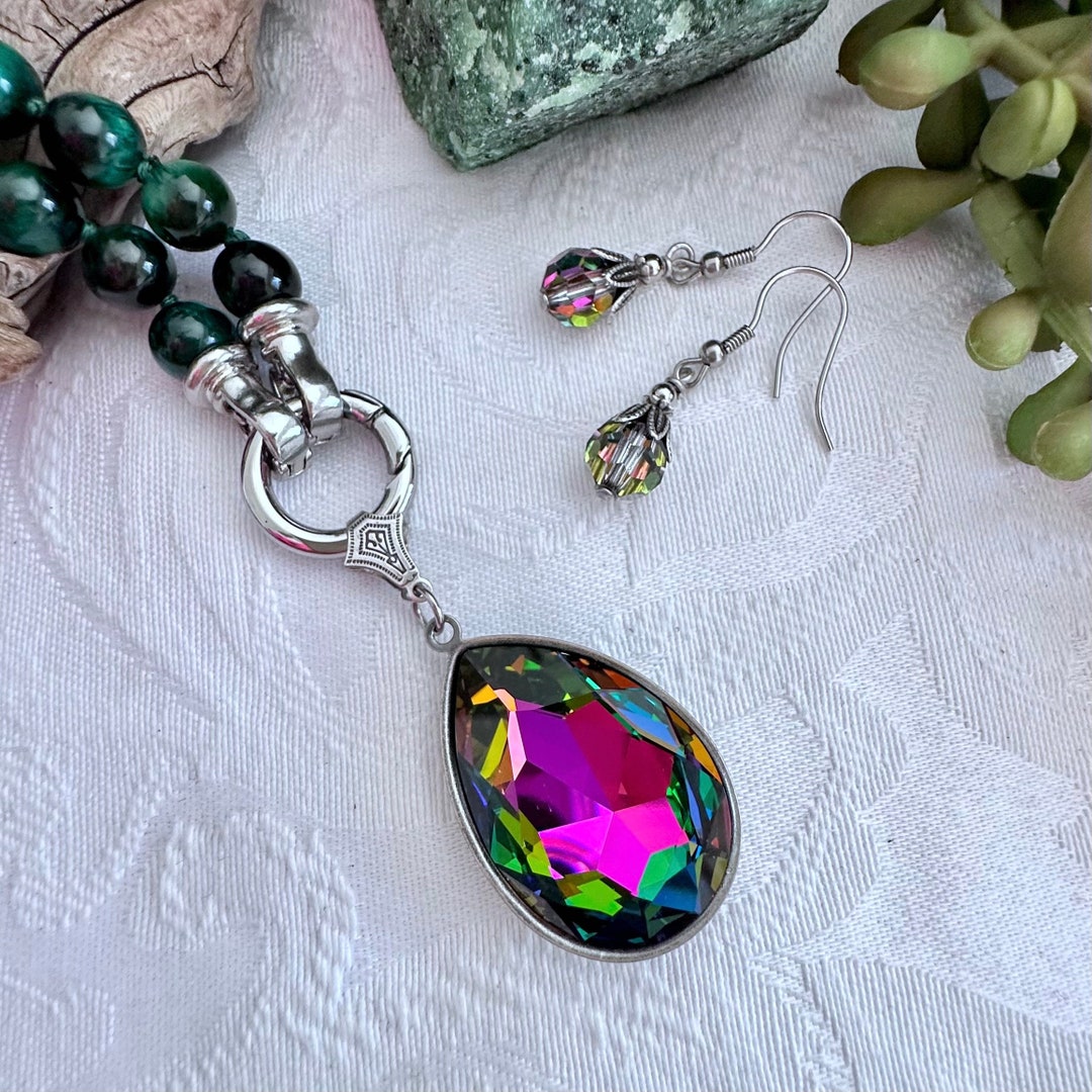 Vitrial Green Crystal Pear Pendant/swarovski Vitrial Earrings ...