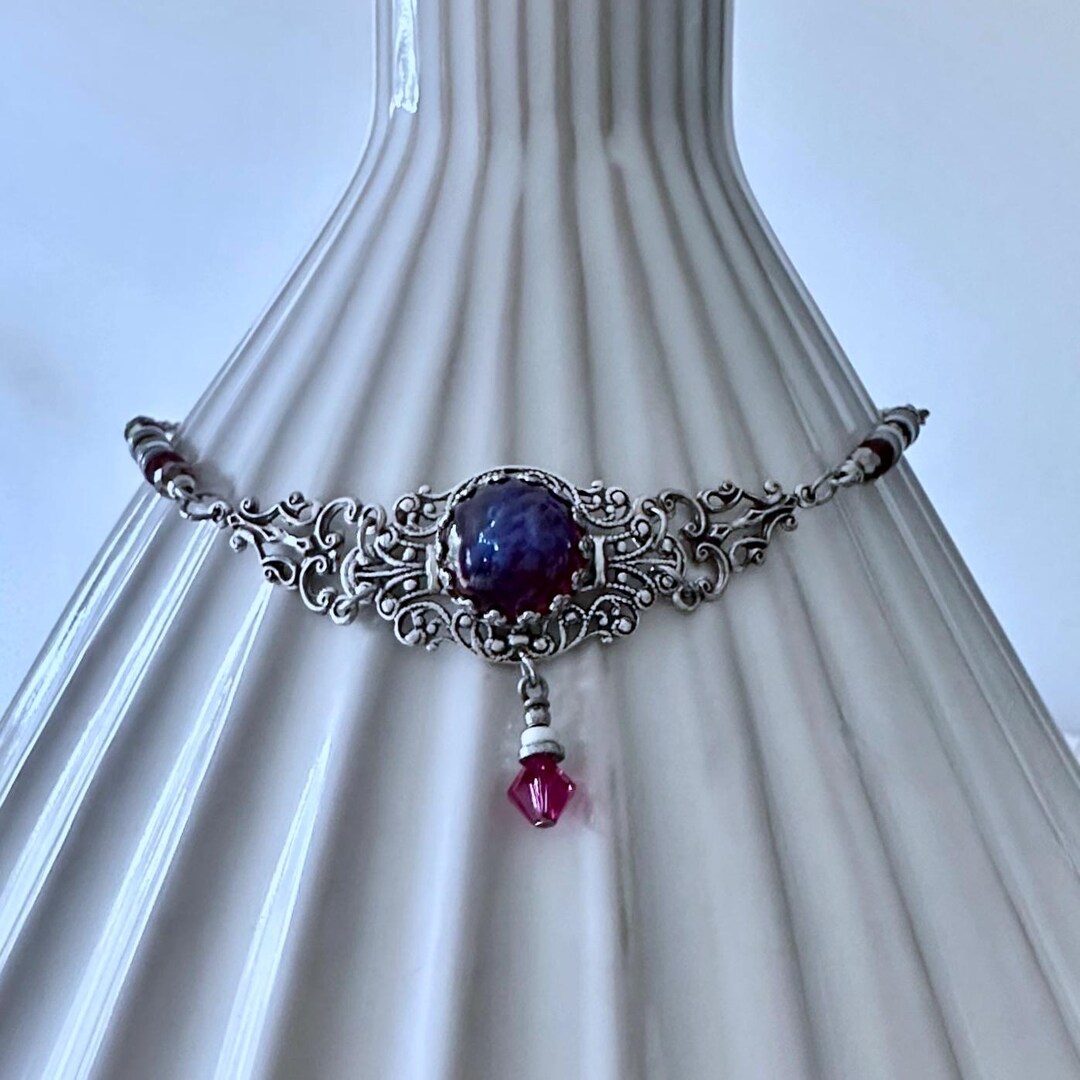 Dragons Breath Choker Necklace/bohemian Vintage Necklace/red Fire Opal ...