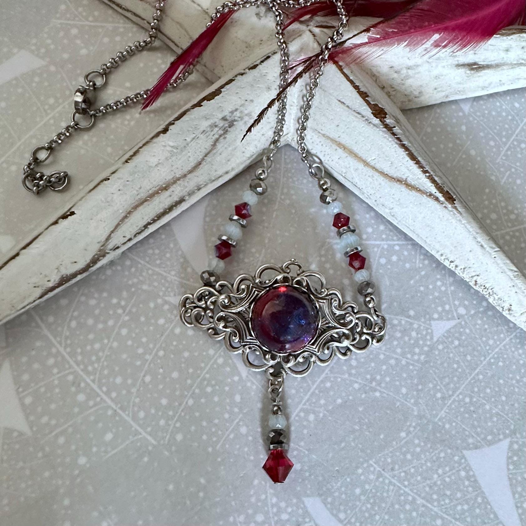 Dragon's Breath Choker: Bohemian Red Fire Opal Necklace - Etsy