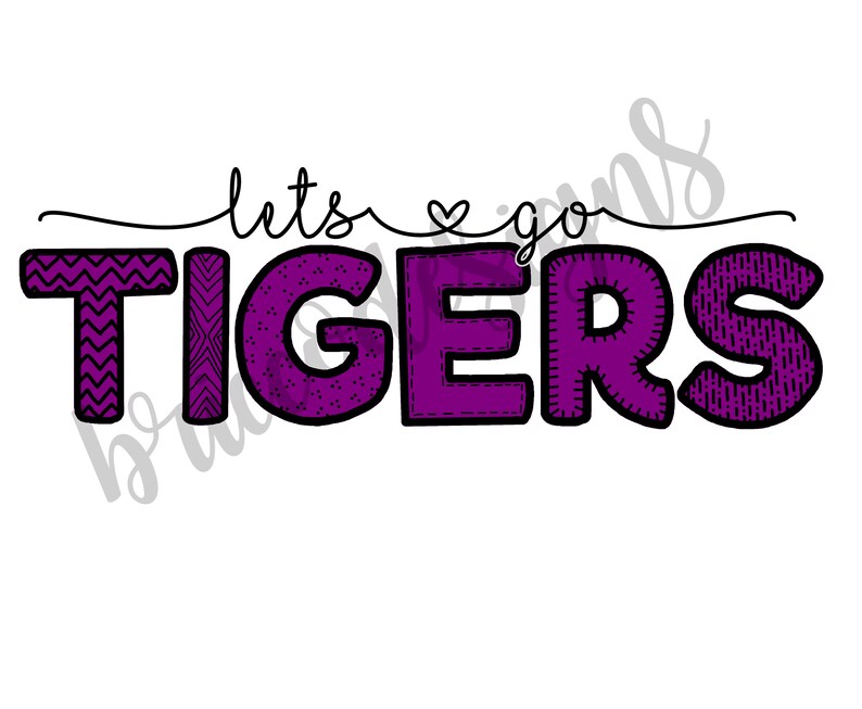 Let's Go Tigers Purple PNG Sublimation Design Printable Hand Drawn - Etsy