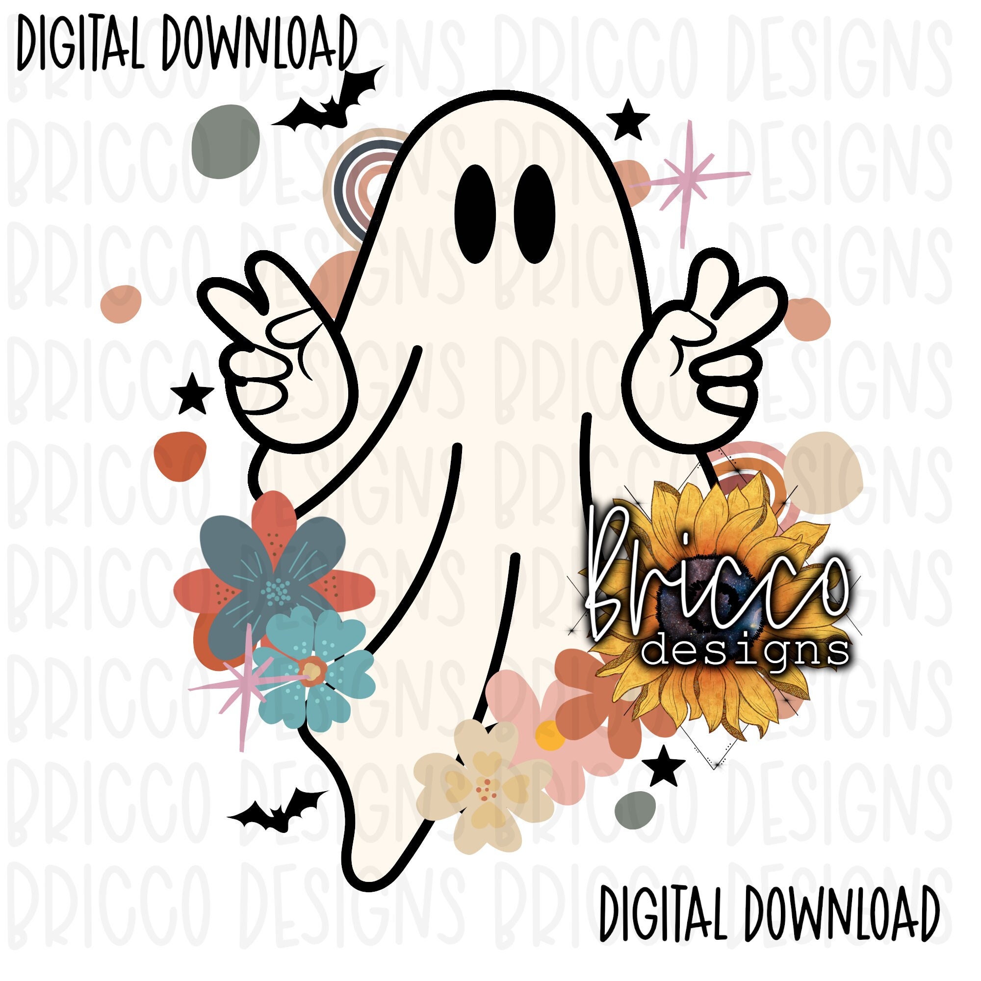 Peace Ghost Halloween PNG Sublimation Design Printable - Etsy