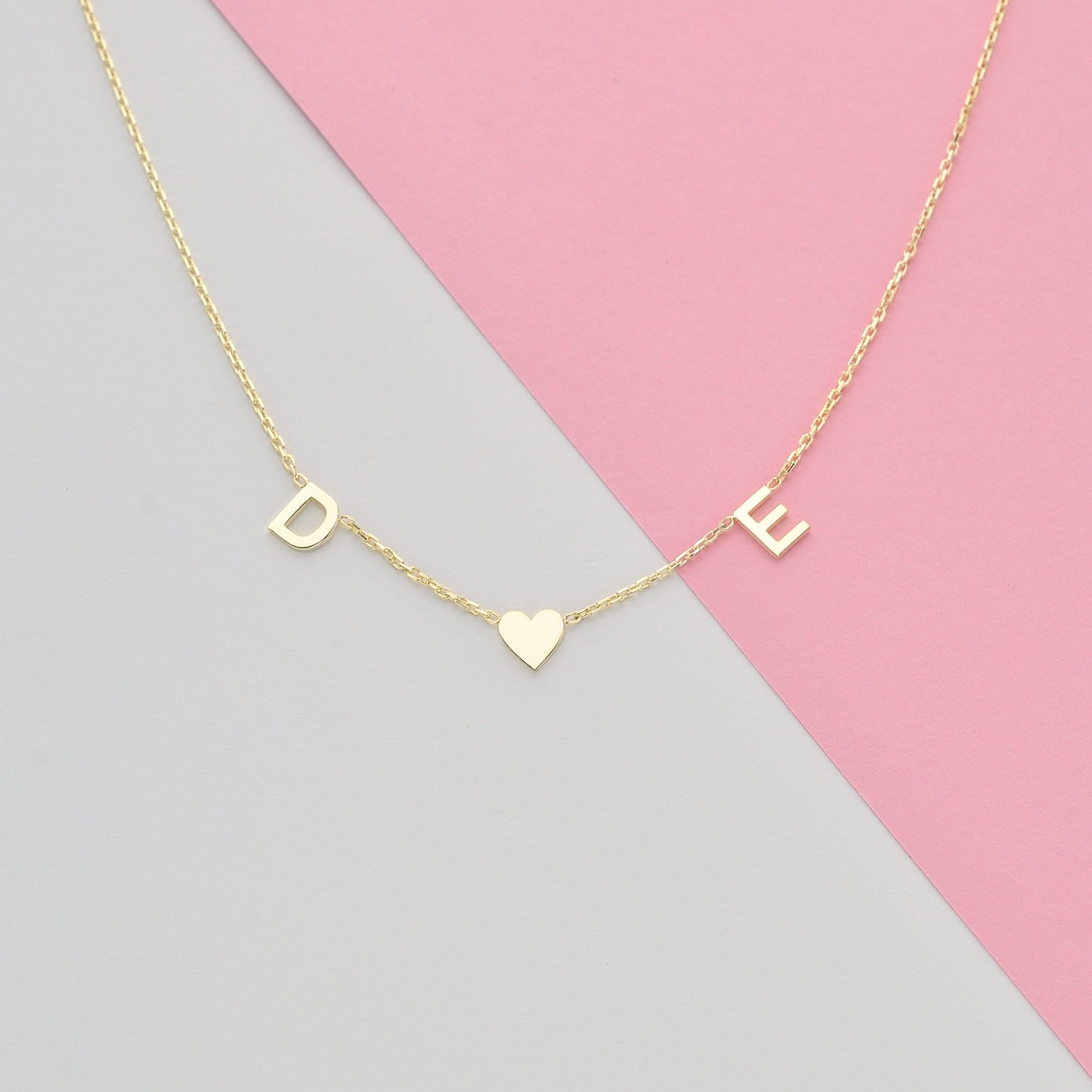 14k Solid Gold Initial Necklace Name Necklace Personalized | Etsy